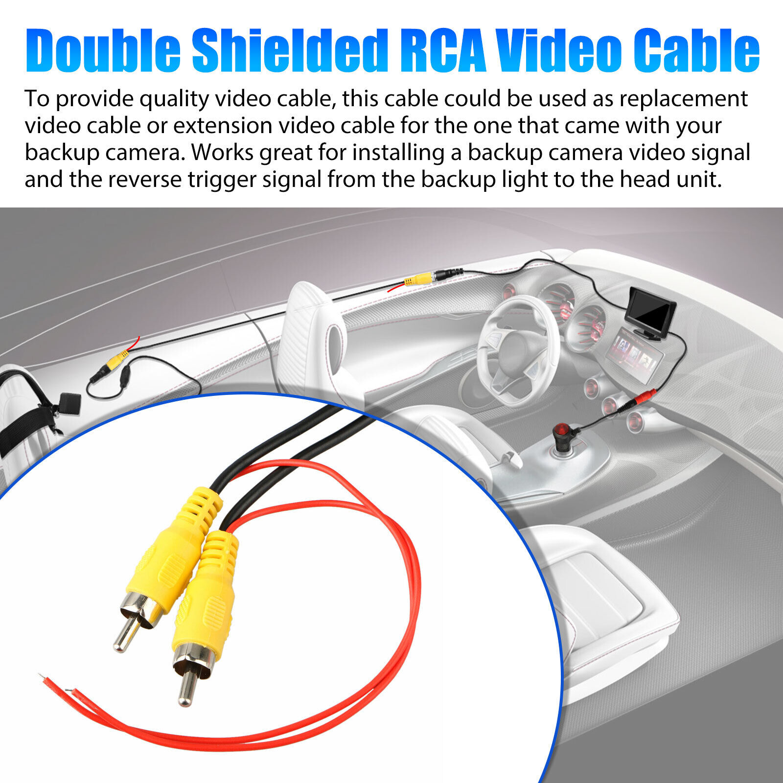 Camera W/ Detection Wire 10m/32ft Car RCA Video Extension Cable for ...