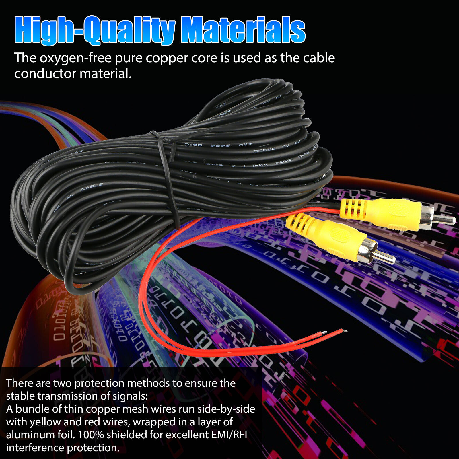 Camera W/ Detection Wire 10m/32ft Car RCA Video Extension Cable for ...
