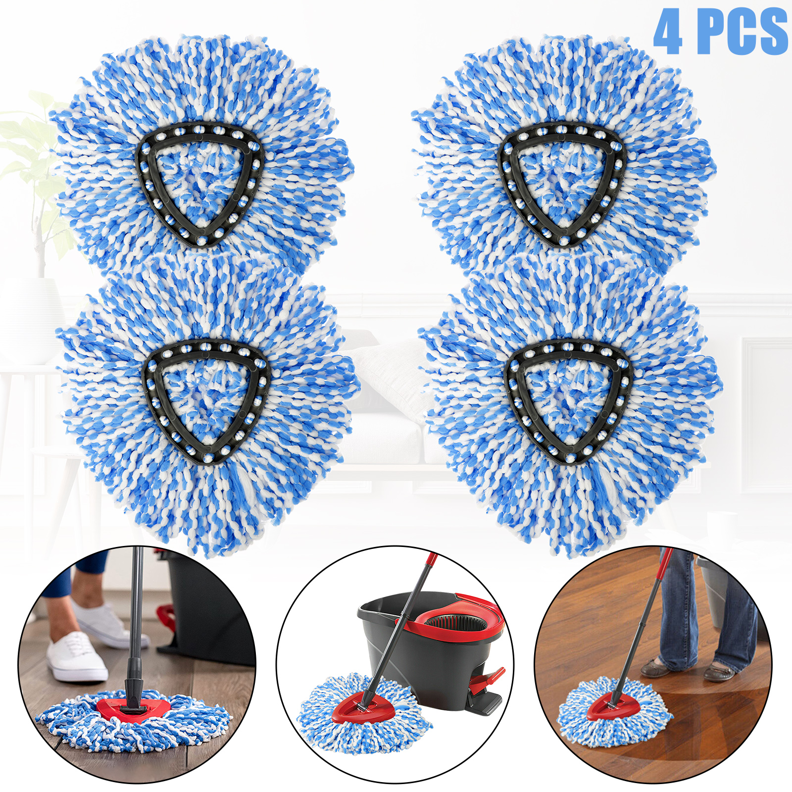 Triangle Rotating Mop Replacement Head Easy Cleaning Refill For O-Cedar ...