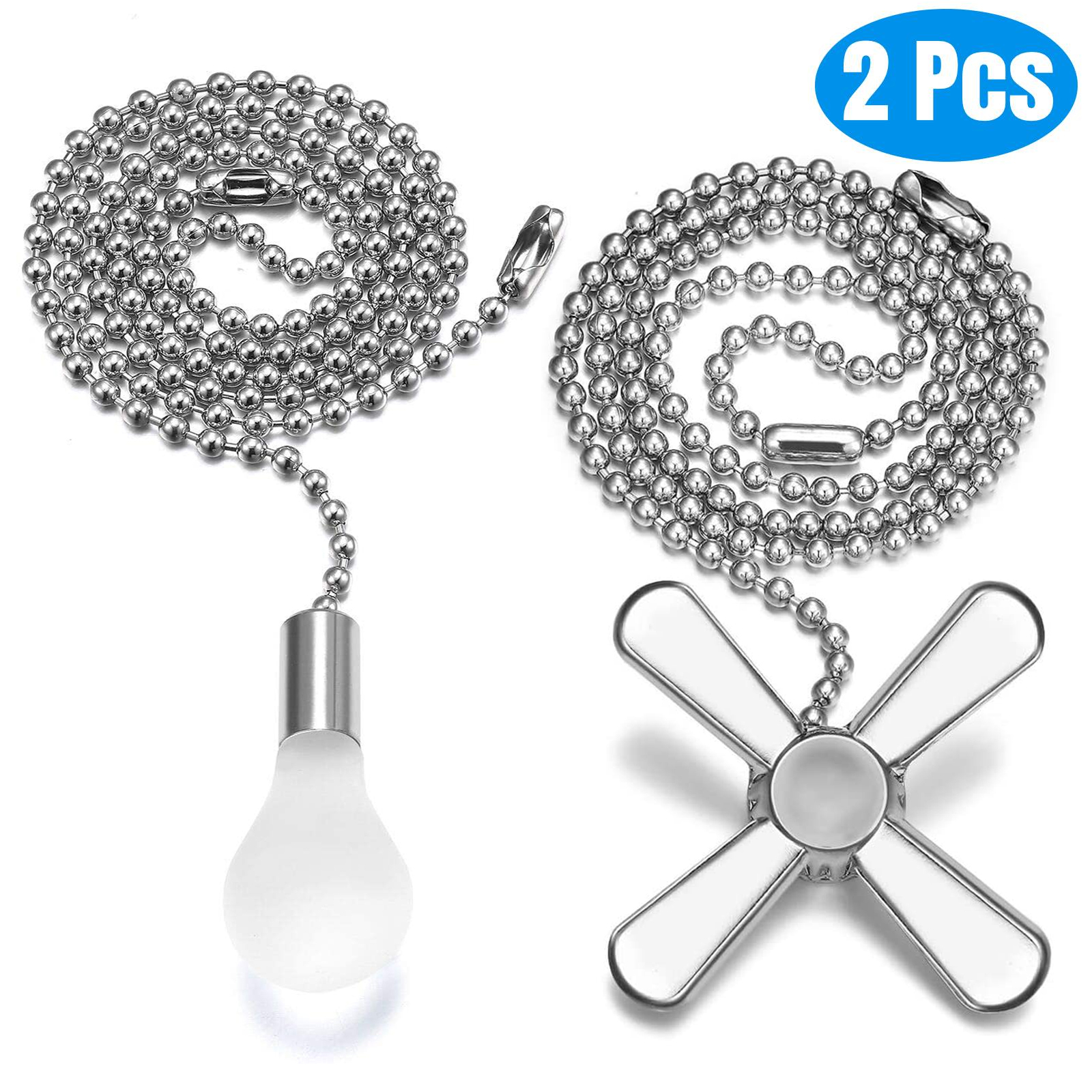 2/4X Ceiling Fan Beaded Pull Chain Extension w/Connectors Home Light ...