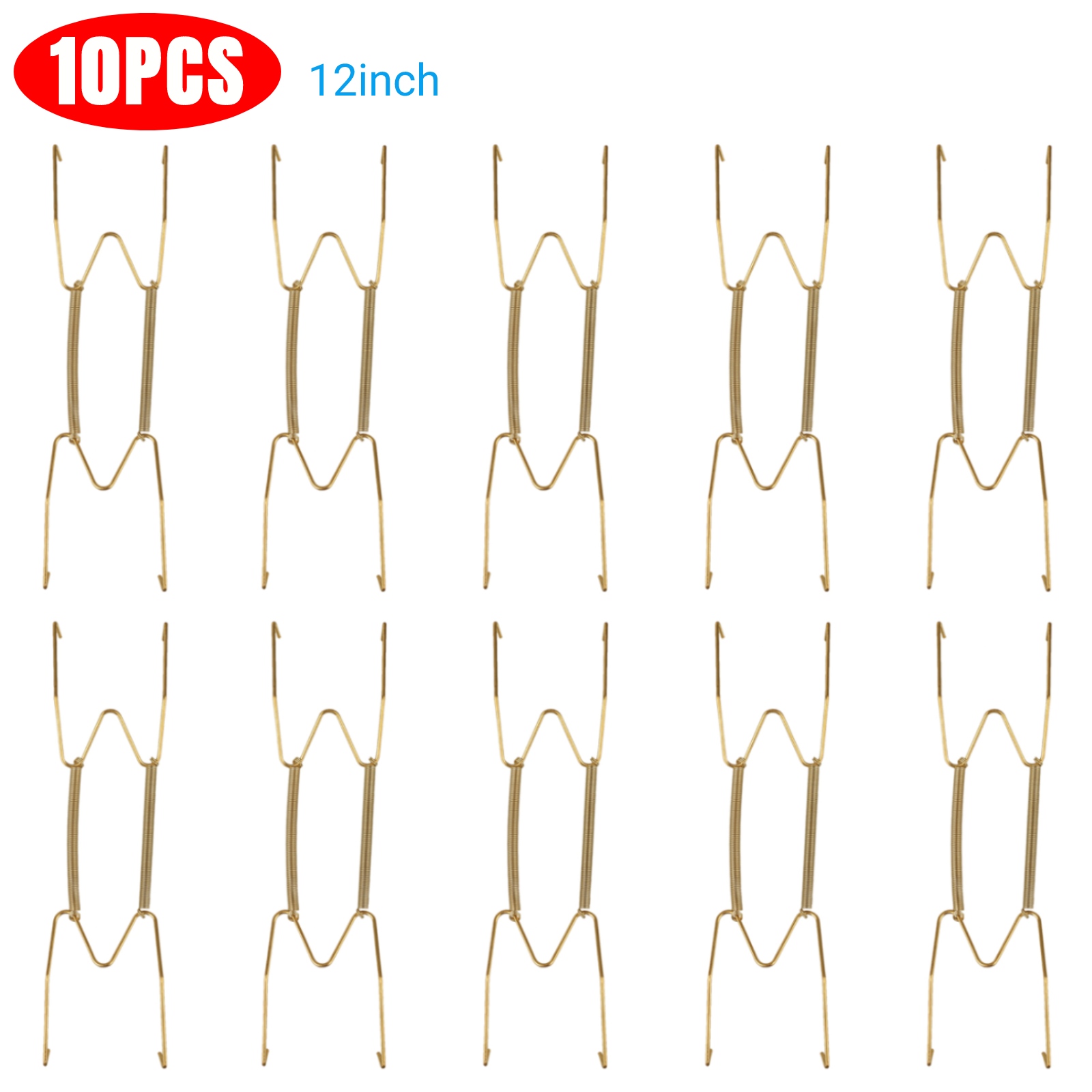 10/12pcs Golden Spring Plate Wire Hanger for 6"-16" Plates Display Wall ...