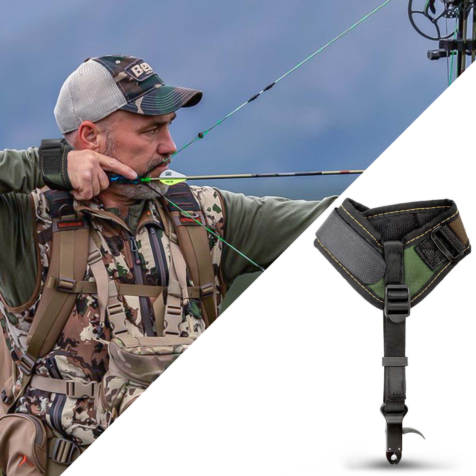 Archery Wrist Release Aid Trigger Adjustable Strap Caliper Compound Bow ...