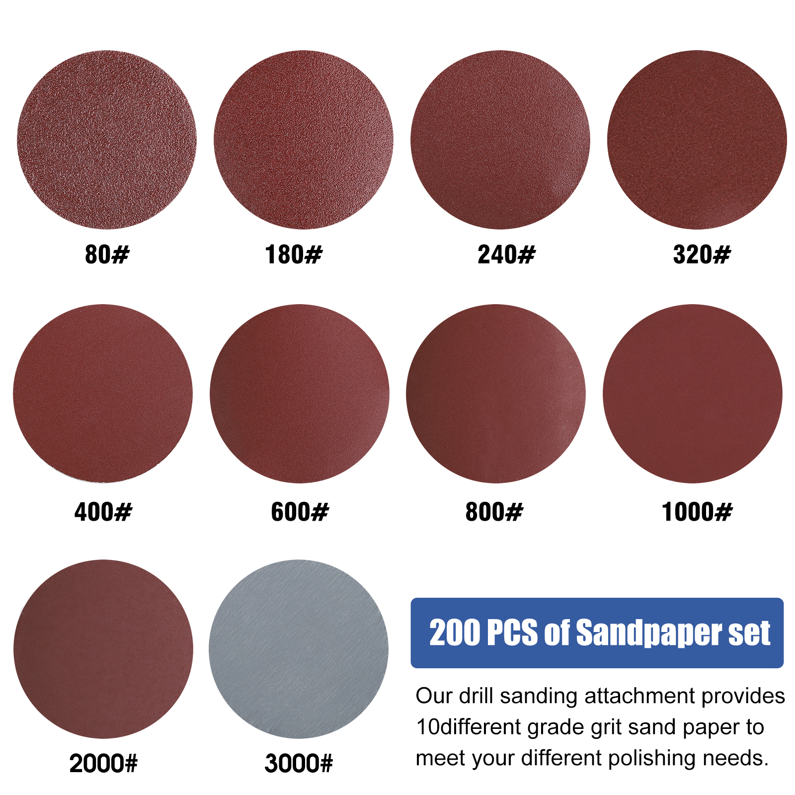 100-303Pcs 2" Sanding Disc Hook Loop Sander Paper Backer Pad + Drill ...