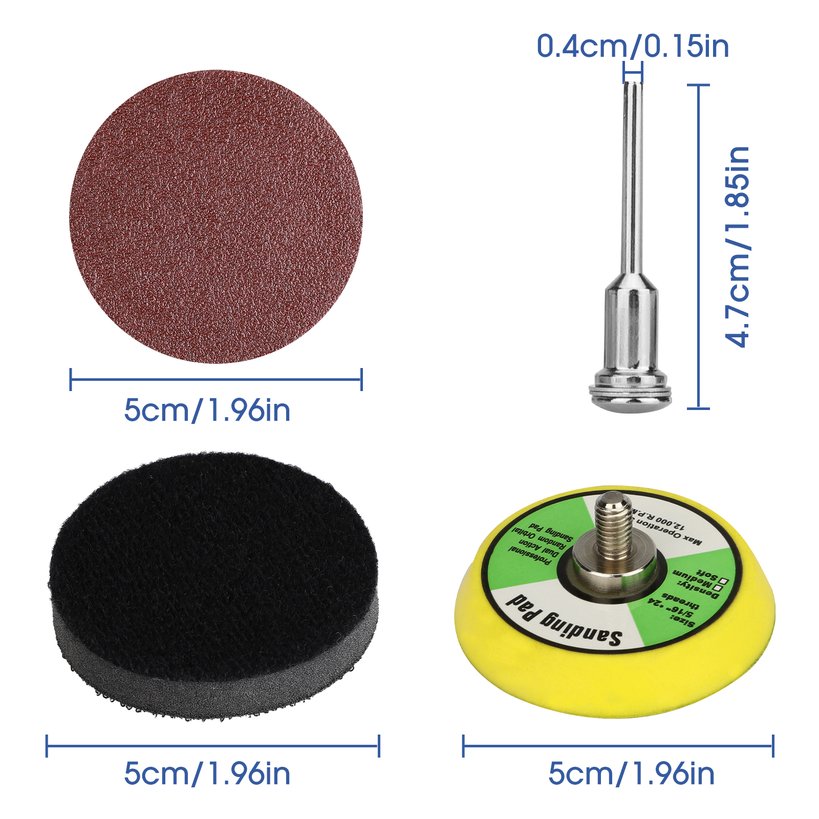 100-303Pcs 2" Sanding Disc Hook Loop Sander Paper Backer Pad + Drill ...