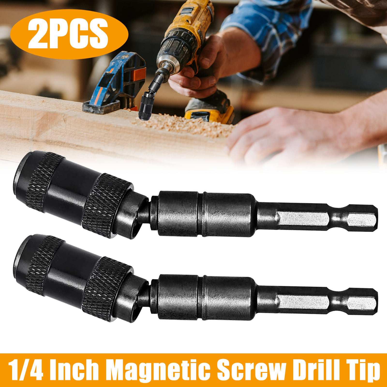 2/4Pcs 1/4inch Shank Steel Impact Magnetic Pivoting Drill Bit Tip ...