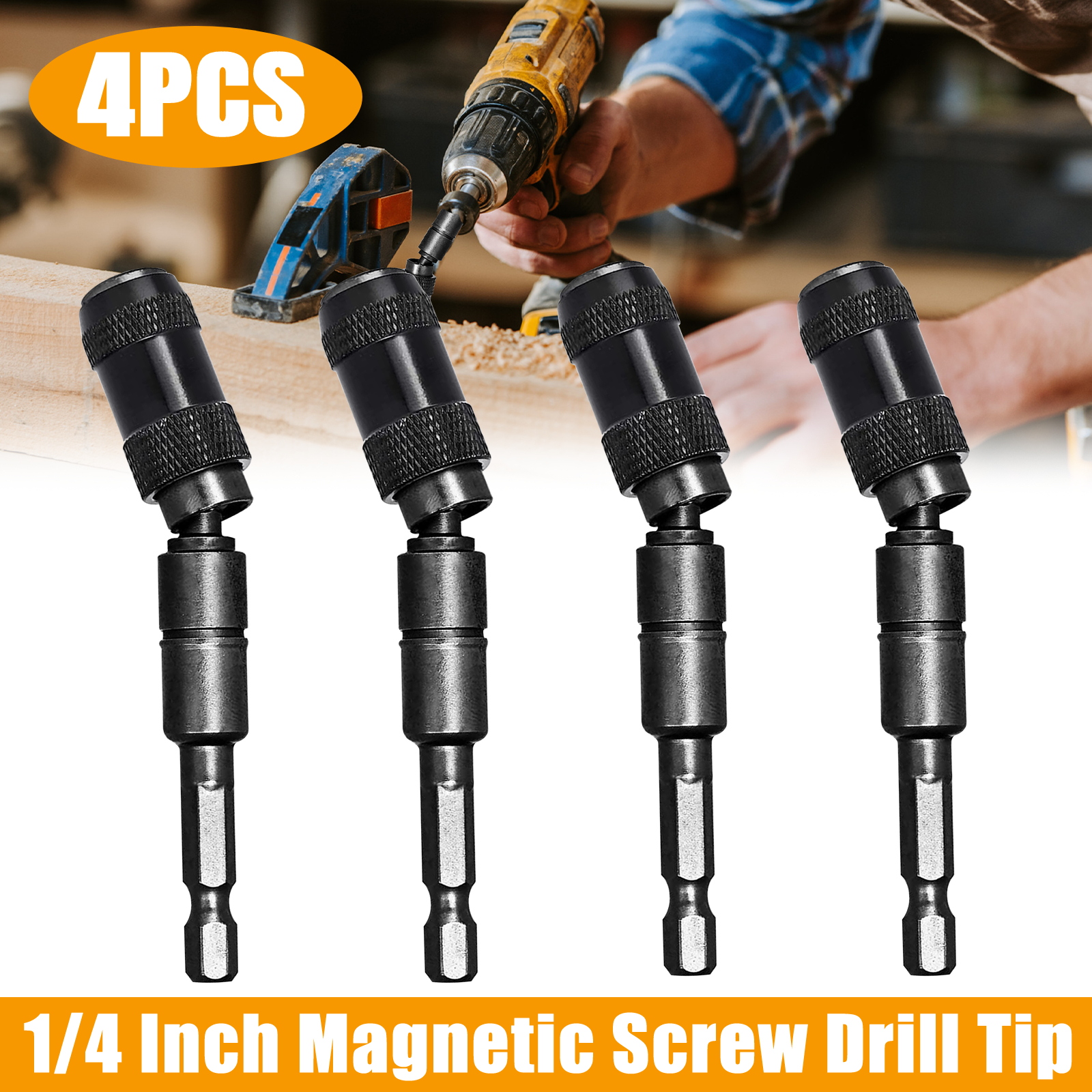 2/4Pcs 1/4inch Shank Steel Impact Magnetic Pivoting Drill Bit Tip ...
