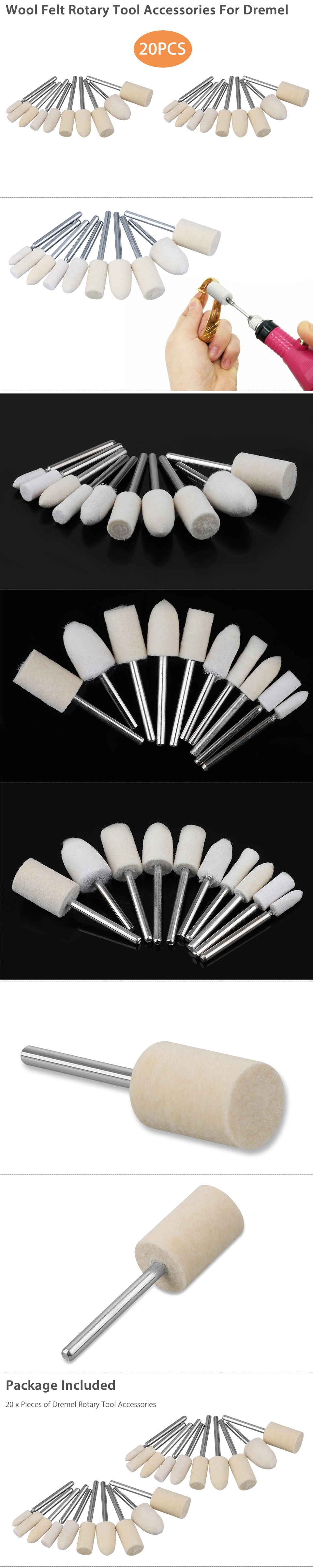 Felt Polishing Buffing Pads Wheel Wool Plastic Dremel Rotary Tool Kit ...