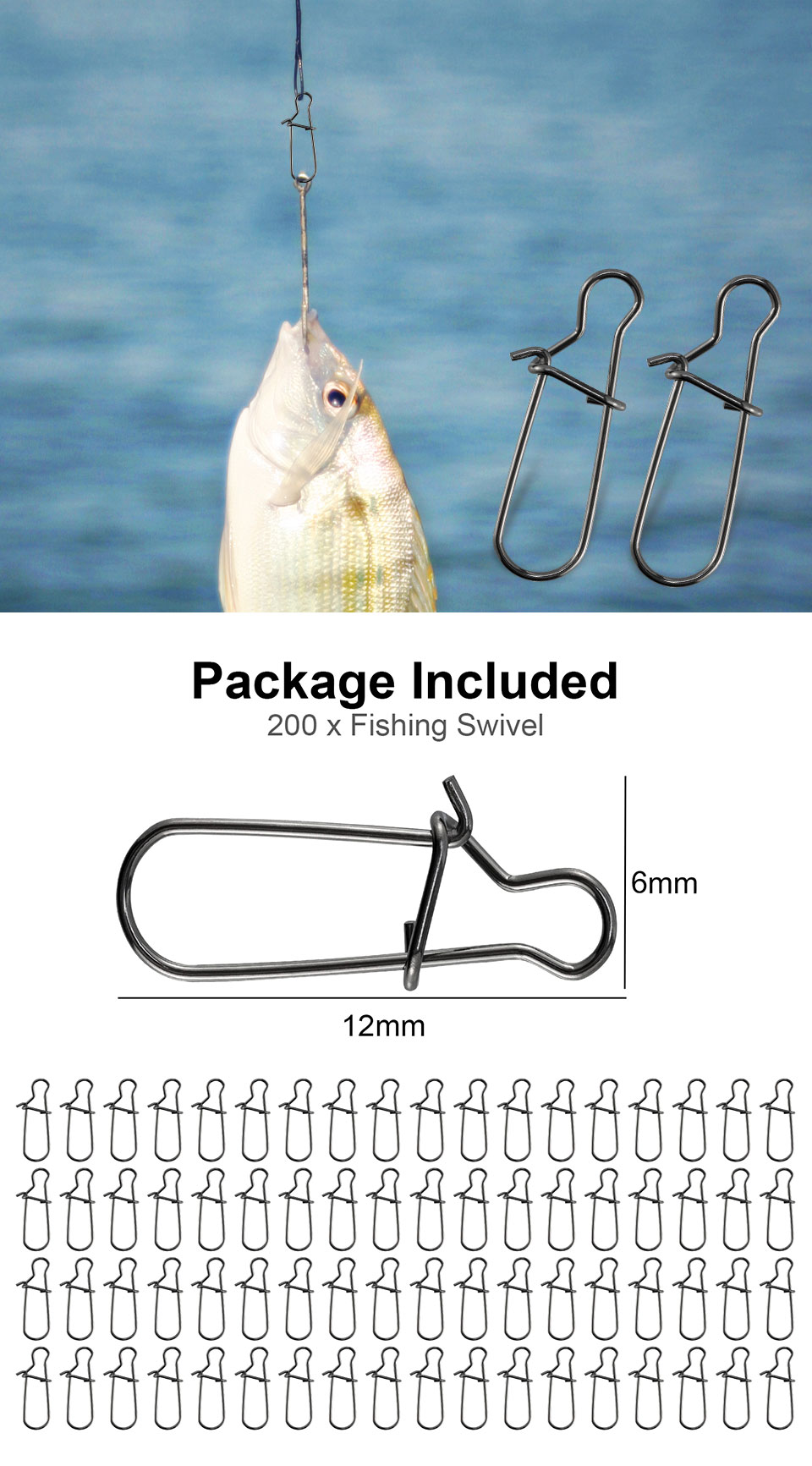 200Pcs Fishing Snaps Fish Duo Lock Snap Stainless Steel Quick Change ...